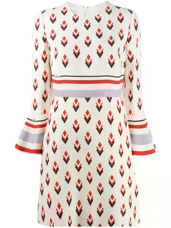 Valentino Garavani Geometric-print Dress - Neutrals