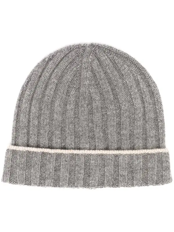 Brunello Cucinelli Cashmere Two-tone Beanie - Grey