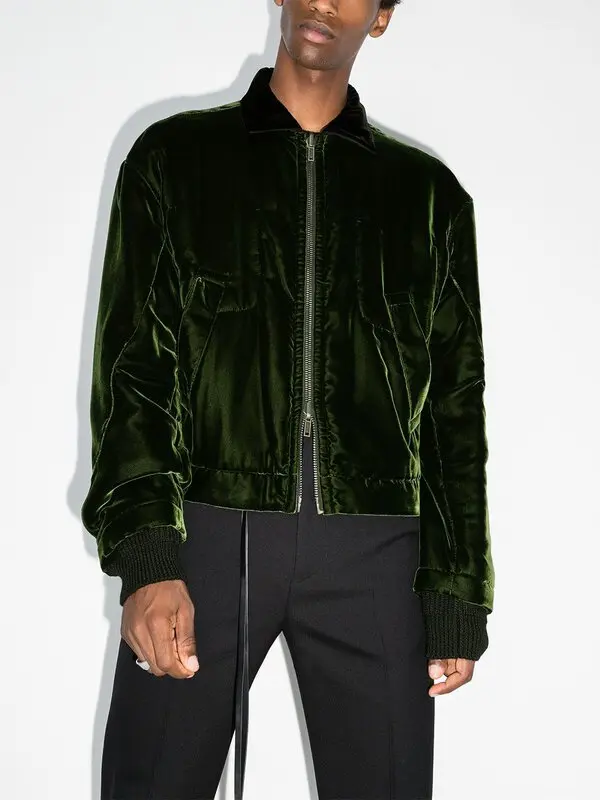 Haider Ackermann Reverible Velvet Bomber Jacket In Green - 77% Off