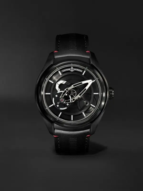 ULYSSE NARDIN Freak X Ti Automatic 43mm Titanium And Leather Watch - Black