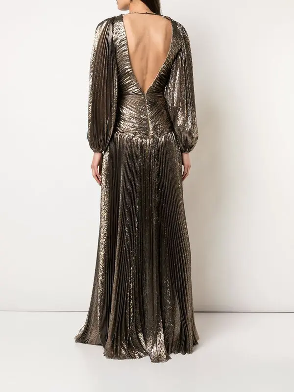 Oscar De La Renta Pleated Lam Gown In Gold - 52% Off | Editorialist