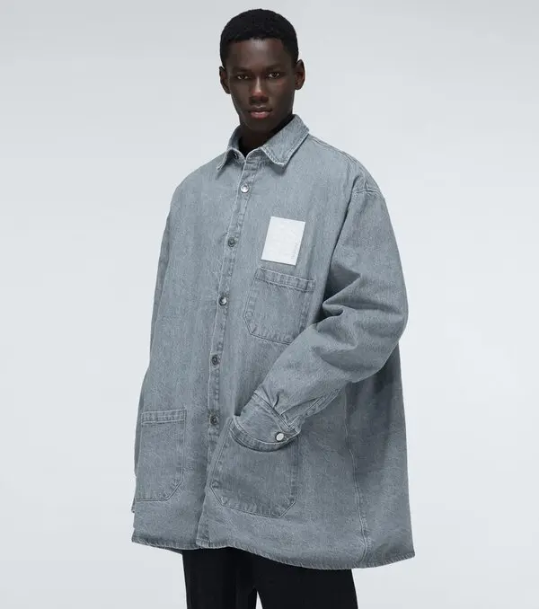 Raf Simons Padded Big-Fit Denim Shirt In Black - 30% Off