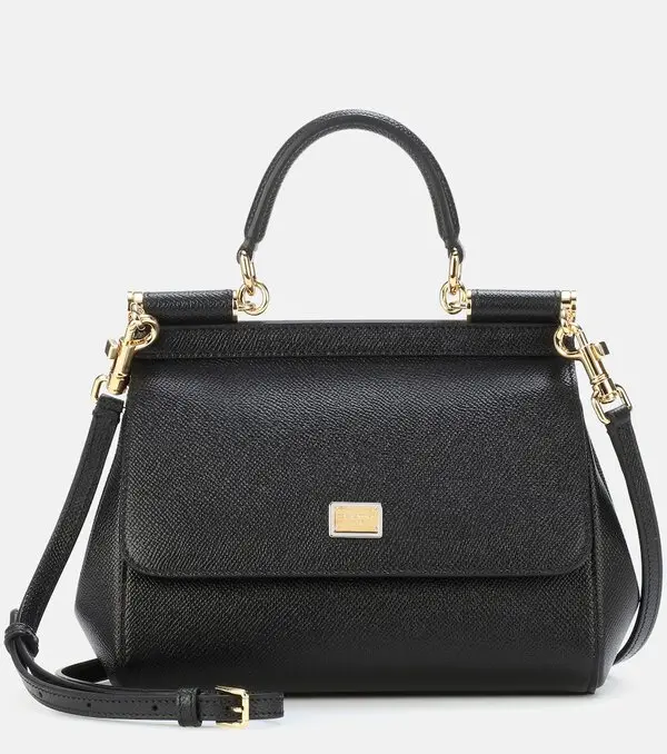 Dolce & Gabbana Sicily Small Leather Shoulder Bag - Black