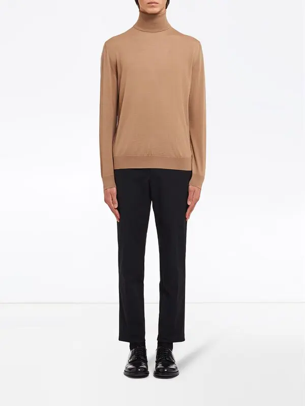 Prada Virgin Wool High-neck Jumper - Brown