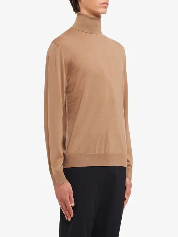 Prada Virgin Wool High-neck Jumper - Brown