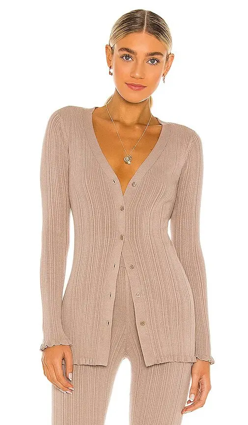 Tularosa Variegated Rib Cardi - Taupe