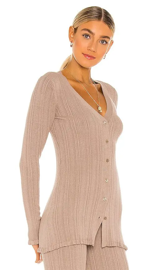 Tularosa Variegated Rib Cardi - Taupe