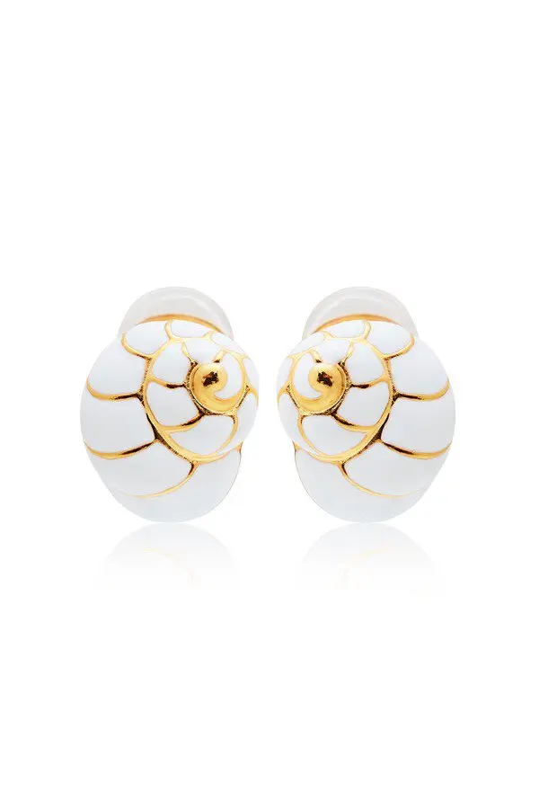 KENNETH JAY LANE And Enamel Shell Clip On Earrings - Gold