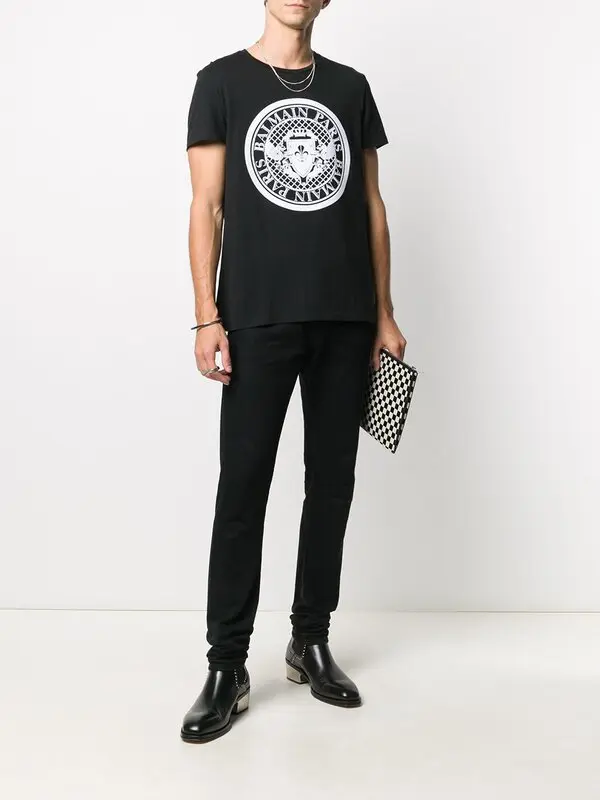 Balmain Flocked Coin T-shirt - Black
