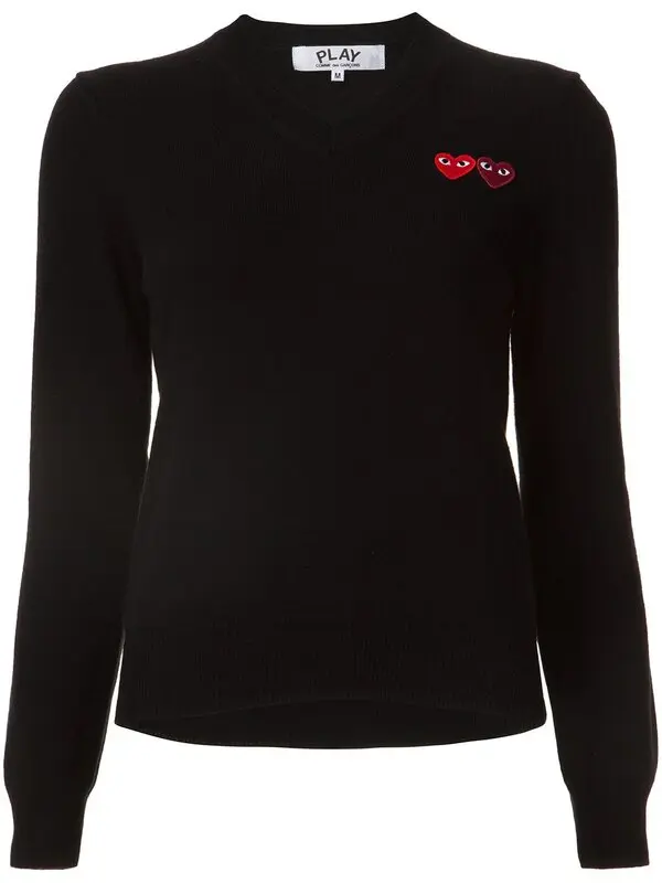 Play Comme Des Garcon V-neck Jumper - Black