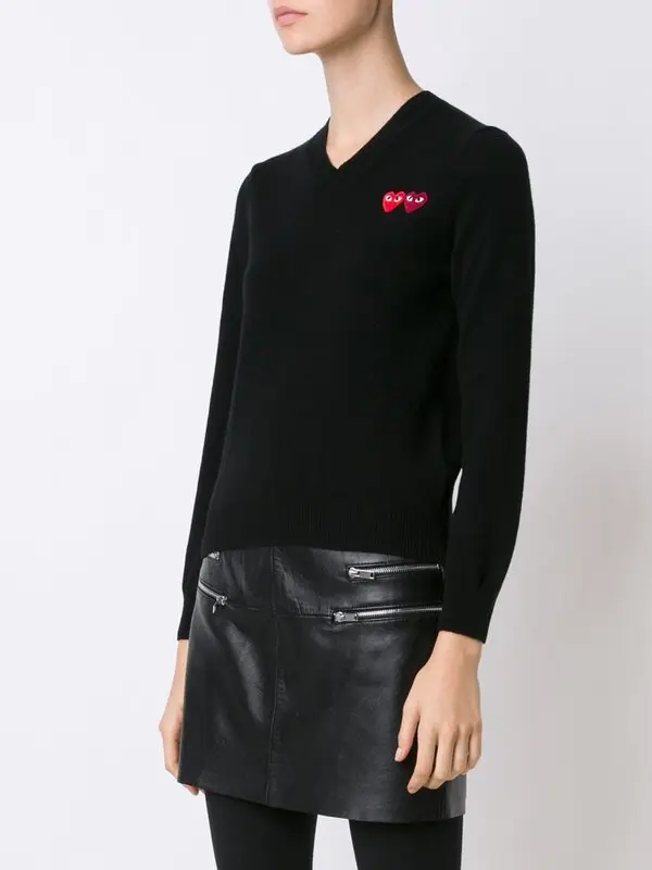 Play Comme Des Garcon V-neck Jumper - Black