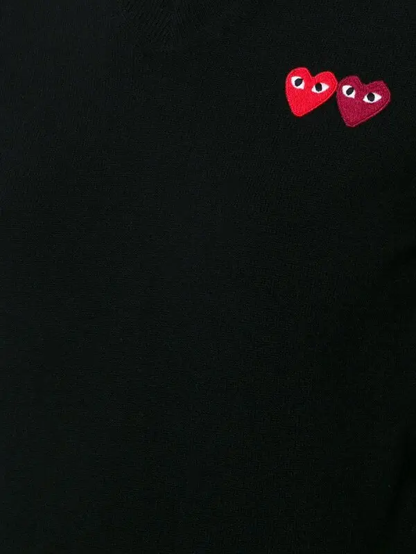 Play Comme Des Garcon V-neck Jumper - Black