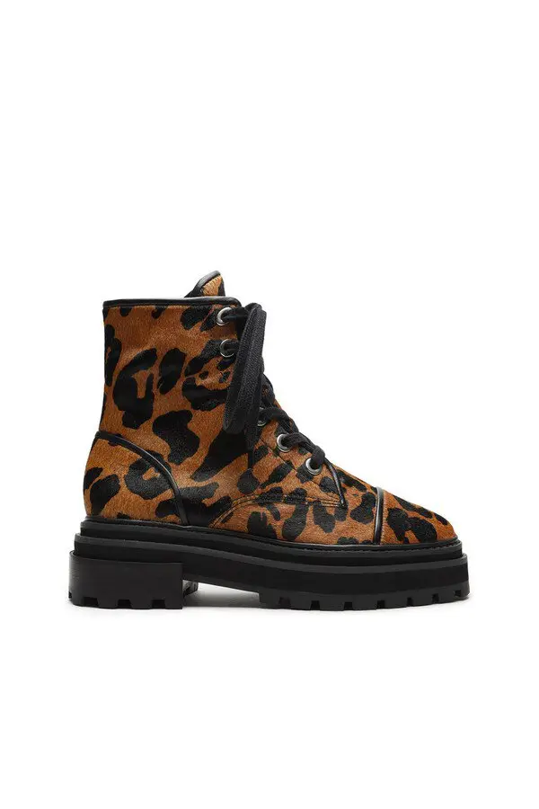 Schutz Maylova Leopard Suede Combat Bootie