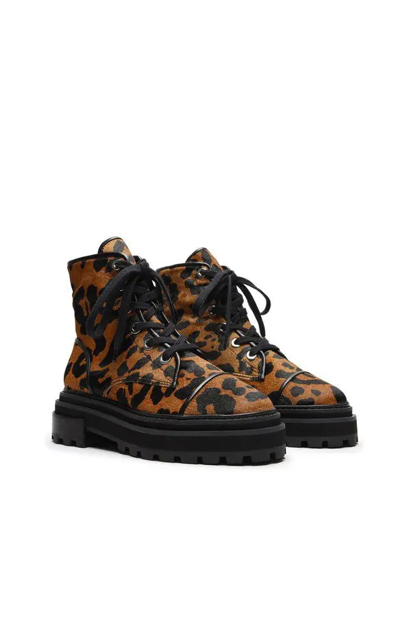 Schutz Maylova Leopard Suede Combat Bootie