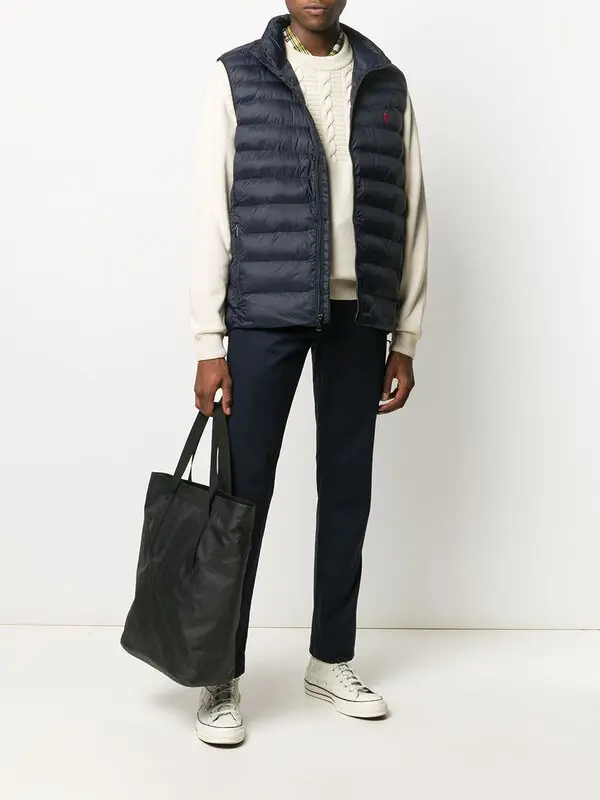 Polo Ralph Lauren Logo-embroidered Puffer Gilet - Blue