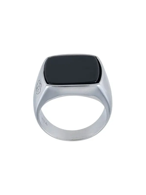 NIALAYA JEWELRY Onyx Cocktail Ring - Silver