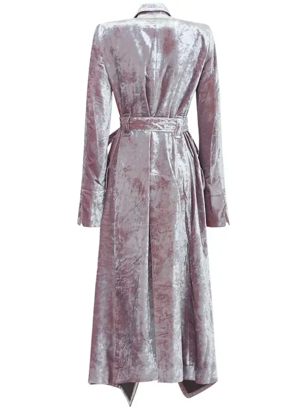 ANN DEMEULEMEESTER Wrap Velvet Long Dust Coat W/ Belt