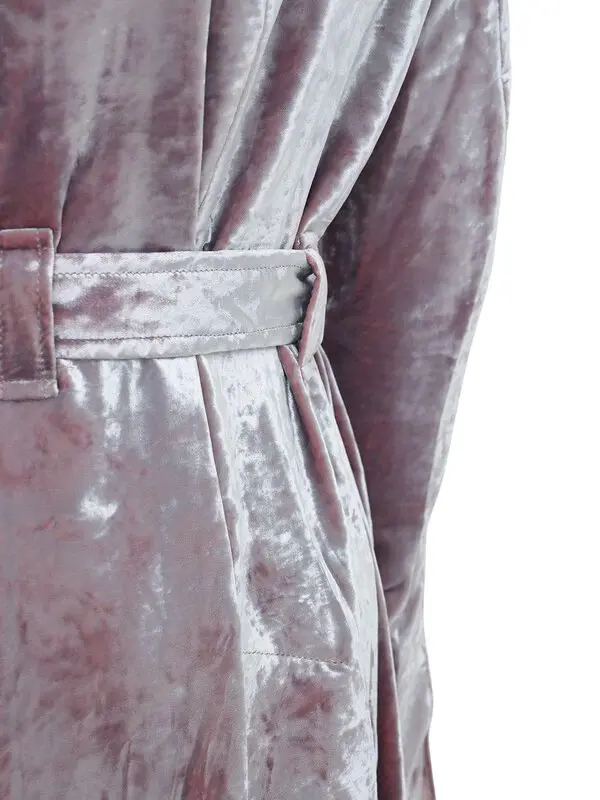 ANN DEMEULEMEESTER Wrap Velvet Long Dust Coat W/ Belt