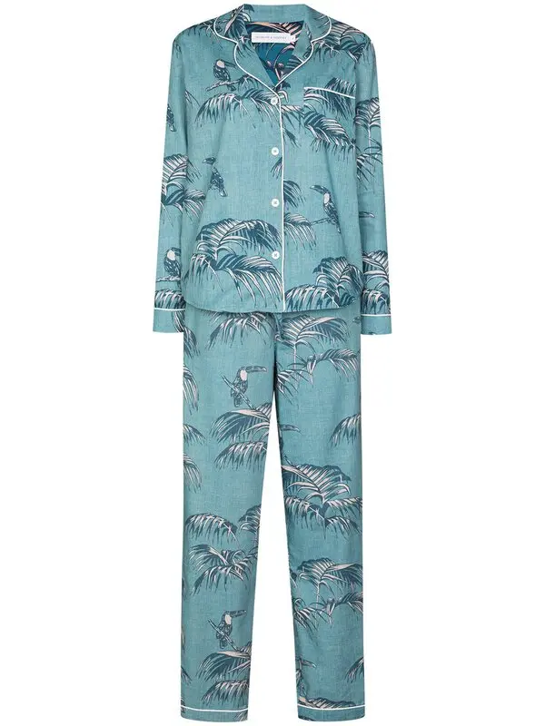 Desmond & Dempsey Bocas Cotton Pyjama Set - Blue