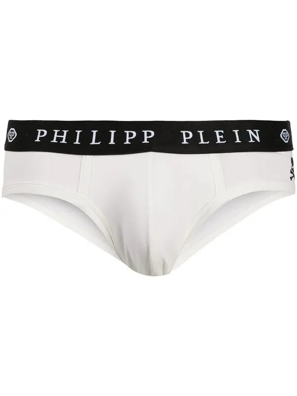 Philipp Plein Logo Embroidered Briefs - White