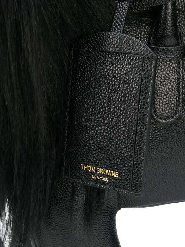 Thom Browne Lion Pebbled Leather Tote - Black
