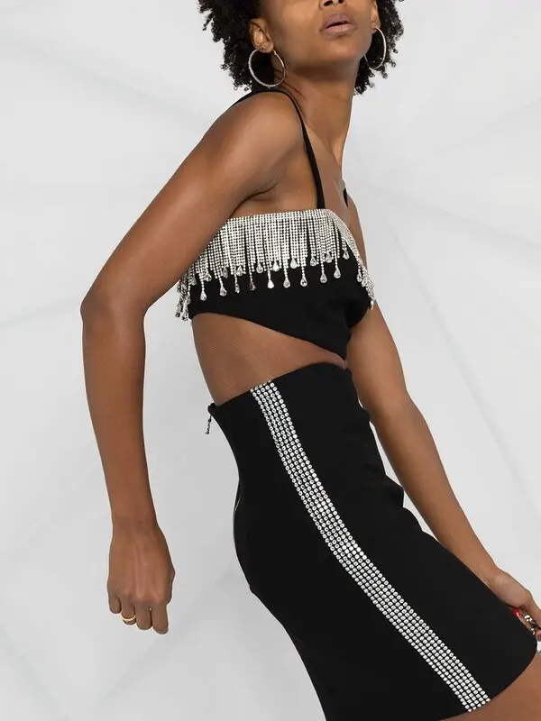 Philipp Plein Crystal-stripe Trim Pencil Skirt
