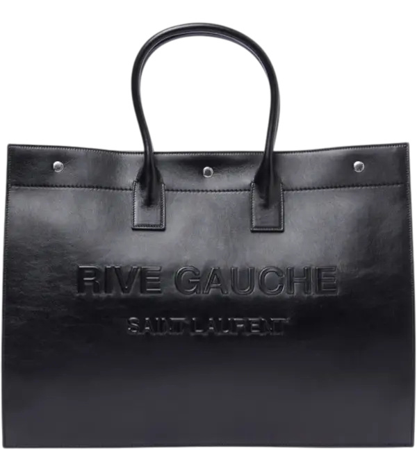 Saint Laurent Rive Gauche Leather Tote Bag - Black