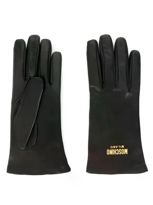 Moschino Logo Plaque Gloves