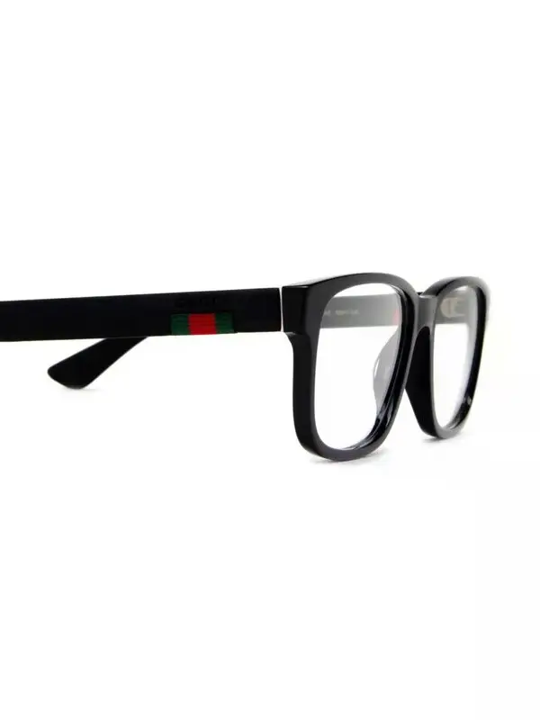 Gucci Web Stripe Square Frame Glasses - Black