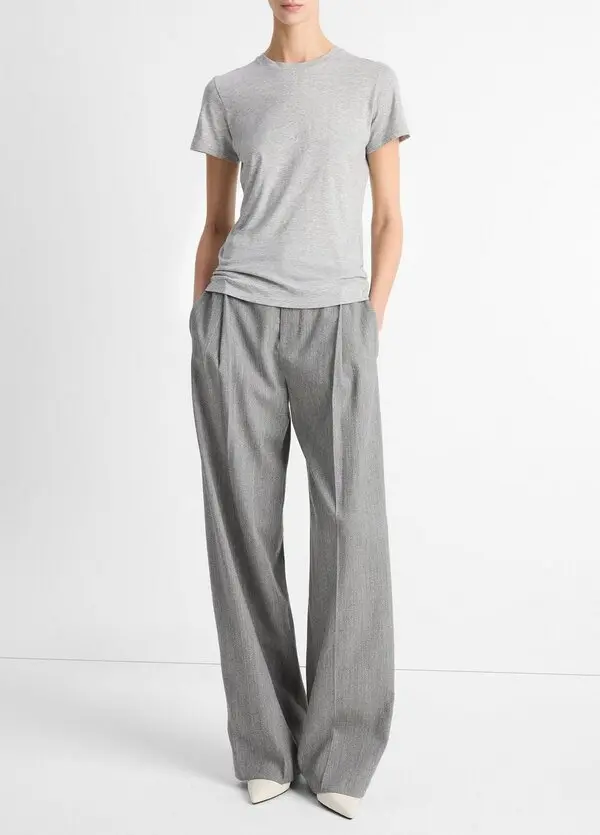 Vince Essential Pima Cotton Crew Neck T-shirt - Heather Grey