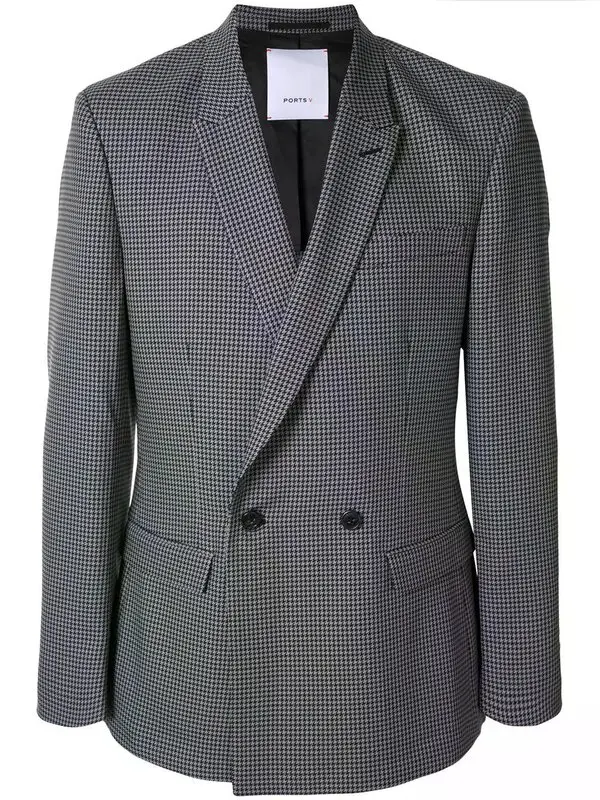 PORTS V Pied-de-poule Double-breasted Blazer