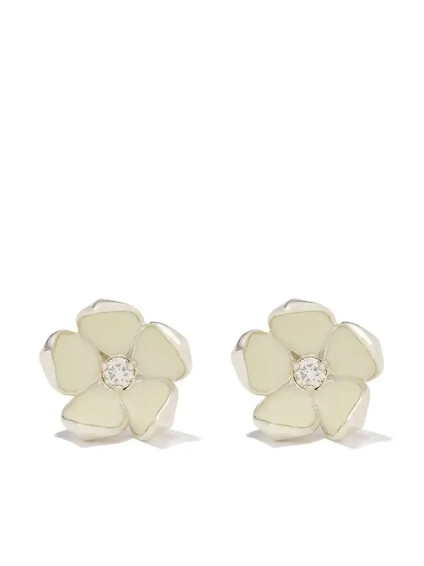 SHAUN LEANE Cherry Blossom Diamond Flower Stud Earrings - Silver