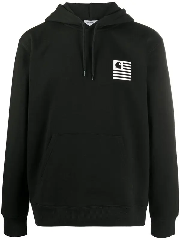 Carhartt Work In Progress Waving State Flag Logo-Print Hoodie In
