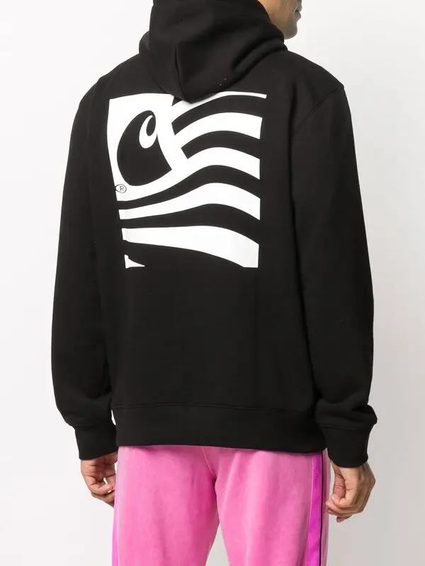 Carhartt Work In Progress Waving State Flag Logo-Print Hoodie In