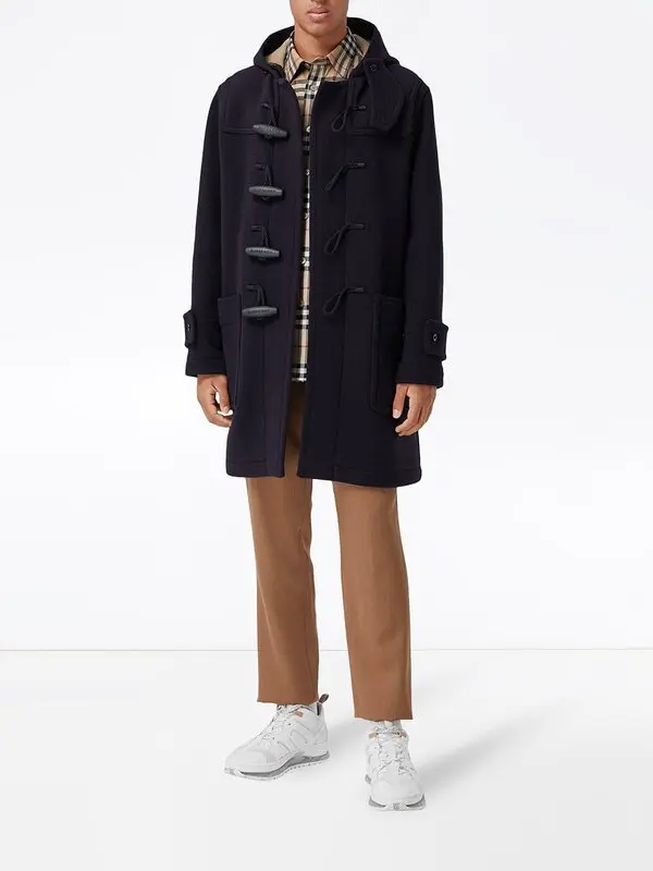 Burberry Check-Lined Duffle Coat Blue Editorialist