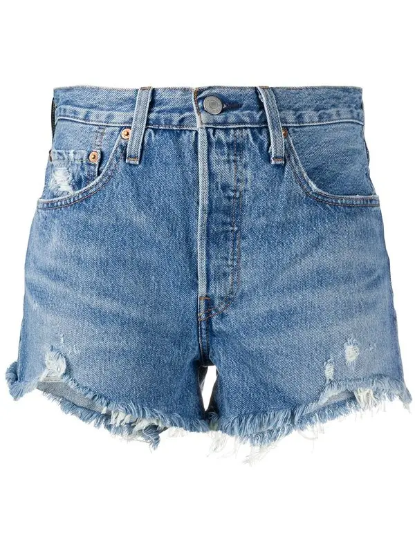 LEVI'S Distressed Denim Shorts - Blue