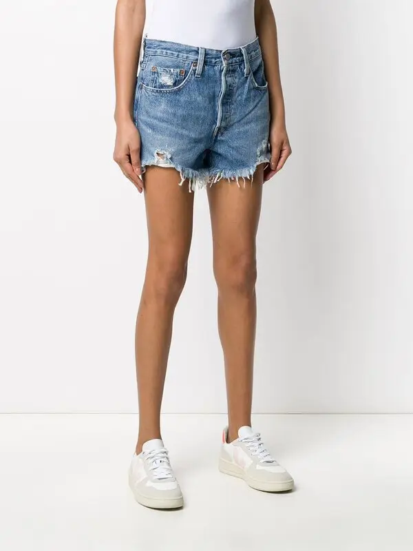 LEVI'S Distressed Denim Shorts - Blue