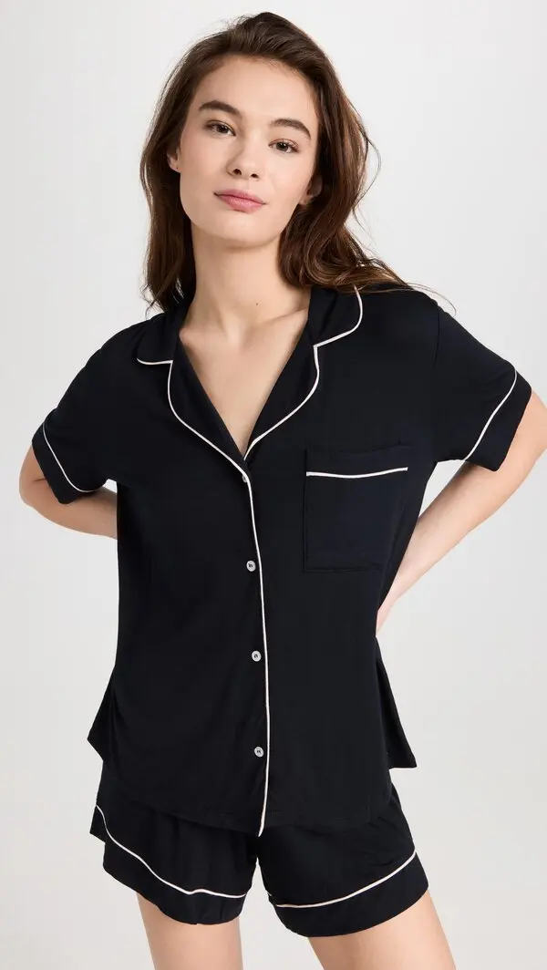 Eberjey Gisele The Relaxed Shorts Pajamas Set - Black/sorbet