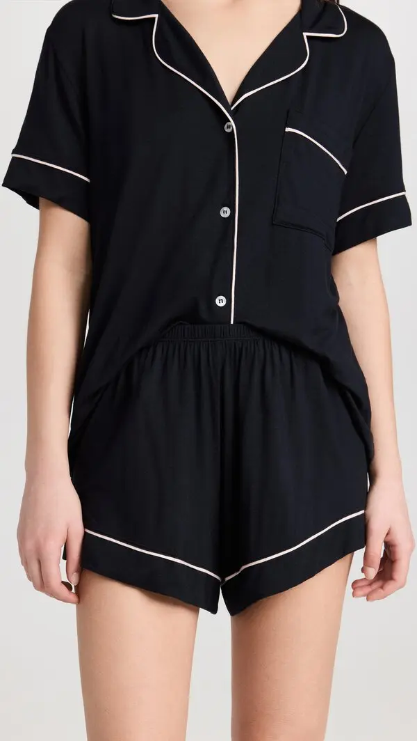Eberjey Gisele The Relaxed Shorts Pajamas Set - Black/sorbet