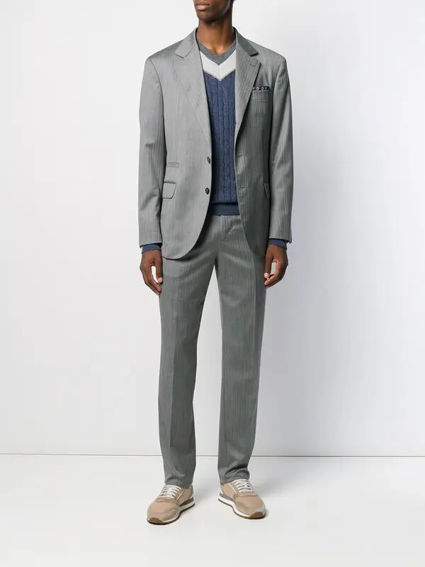 Brunello Cucinelli Herringbone Blazer - Grey