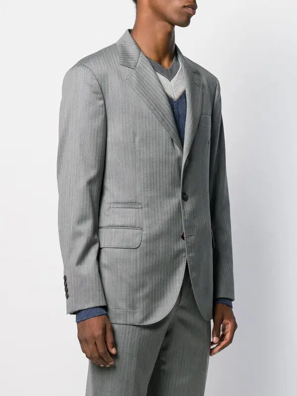 Brunello Cucinelli Herringbone Blazer - Grey