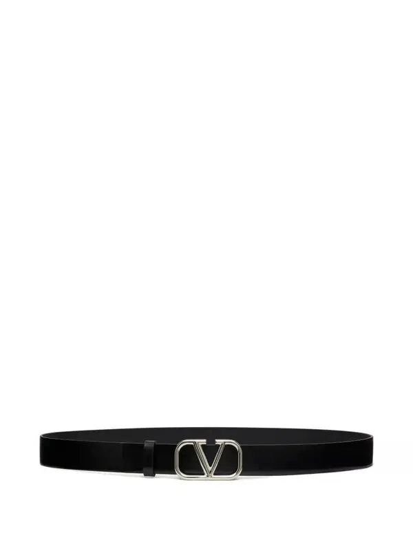 Valentino Garavani Vlogo Signature Leather Belt - Black