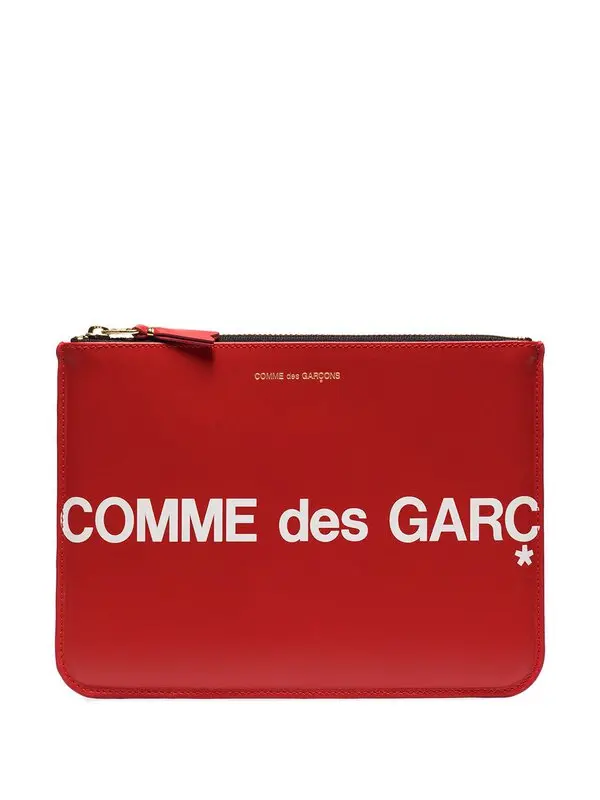 Comme Des Garçons Logo-print Leather Pouch - Red