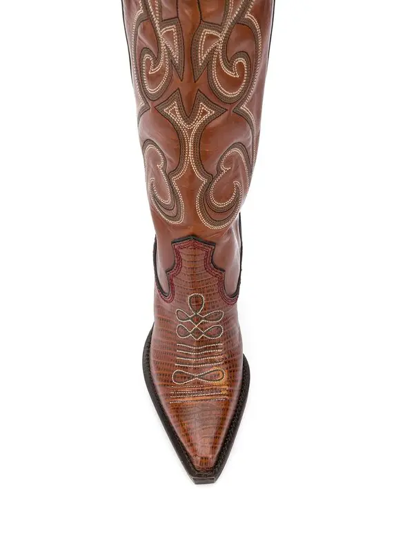 Dsquared2 Western Stitching Knee High Boots In Brown - 60  display picture 1
