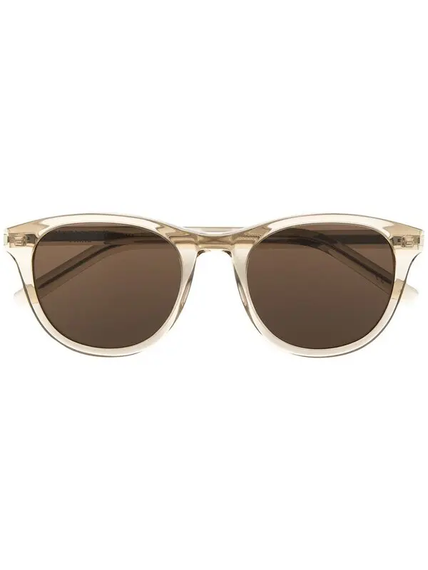 Saint Laurent Sl 401 Round-frame Sunglasses - Neutrals