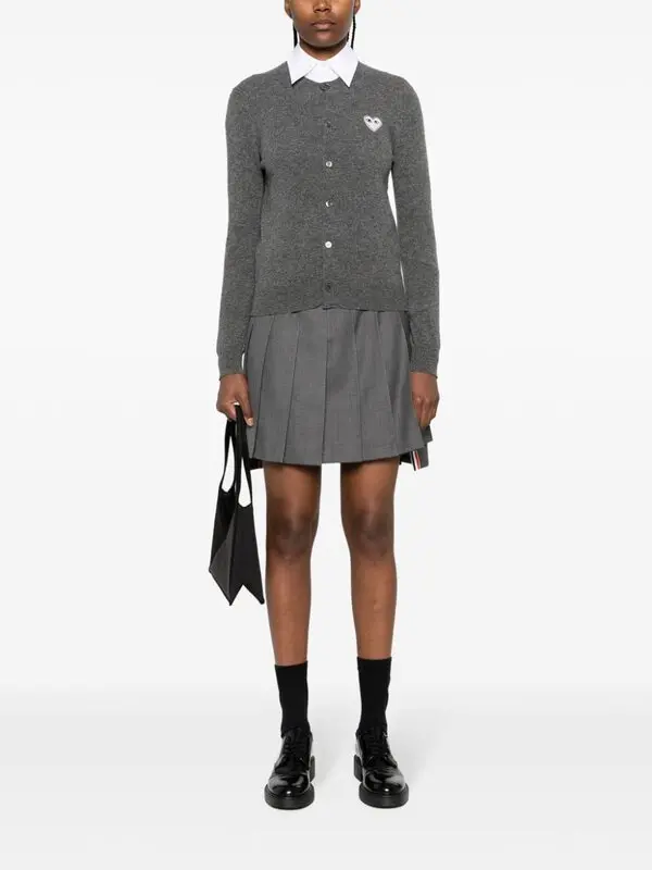 Play Comme Des Garcon Heart Embellished Wool Cardigan
