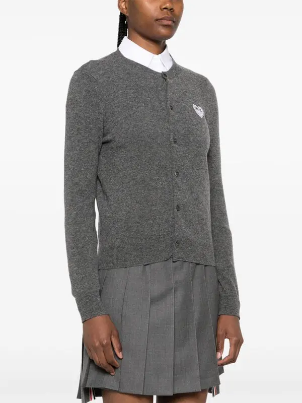 Play Comme Des Garcon Heart Embellished Wool Cardigan