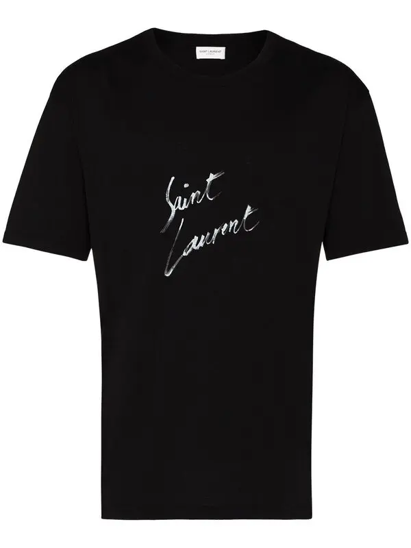 SAINT LAURENT ロゴTシャツ Saint Laurent Oversized Signature T-Shirt - Black | Editorialist