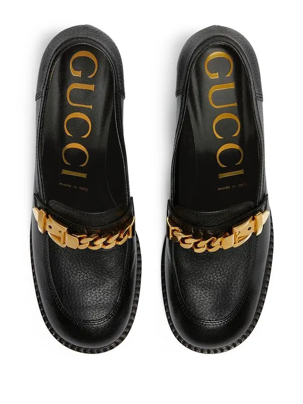 Gucci Chain-detail 55mm Block-heel Loafers