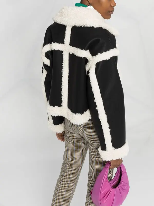 STAND STUDIO Shearling Trim Crop Jacket